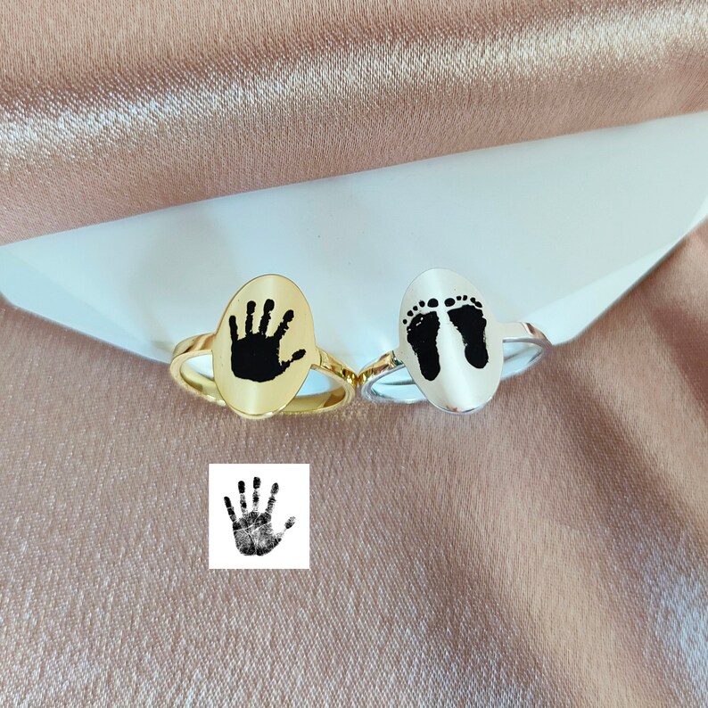 Actual Baby Handprint Ring,personalized Footprint Ring,engraved Kids ...