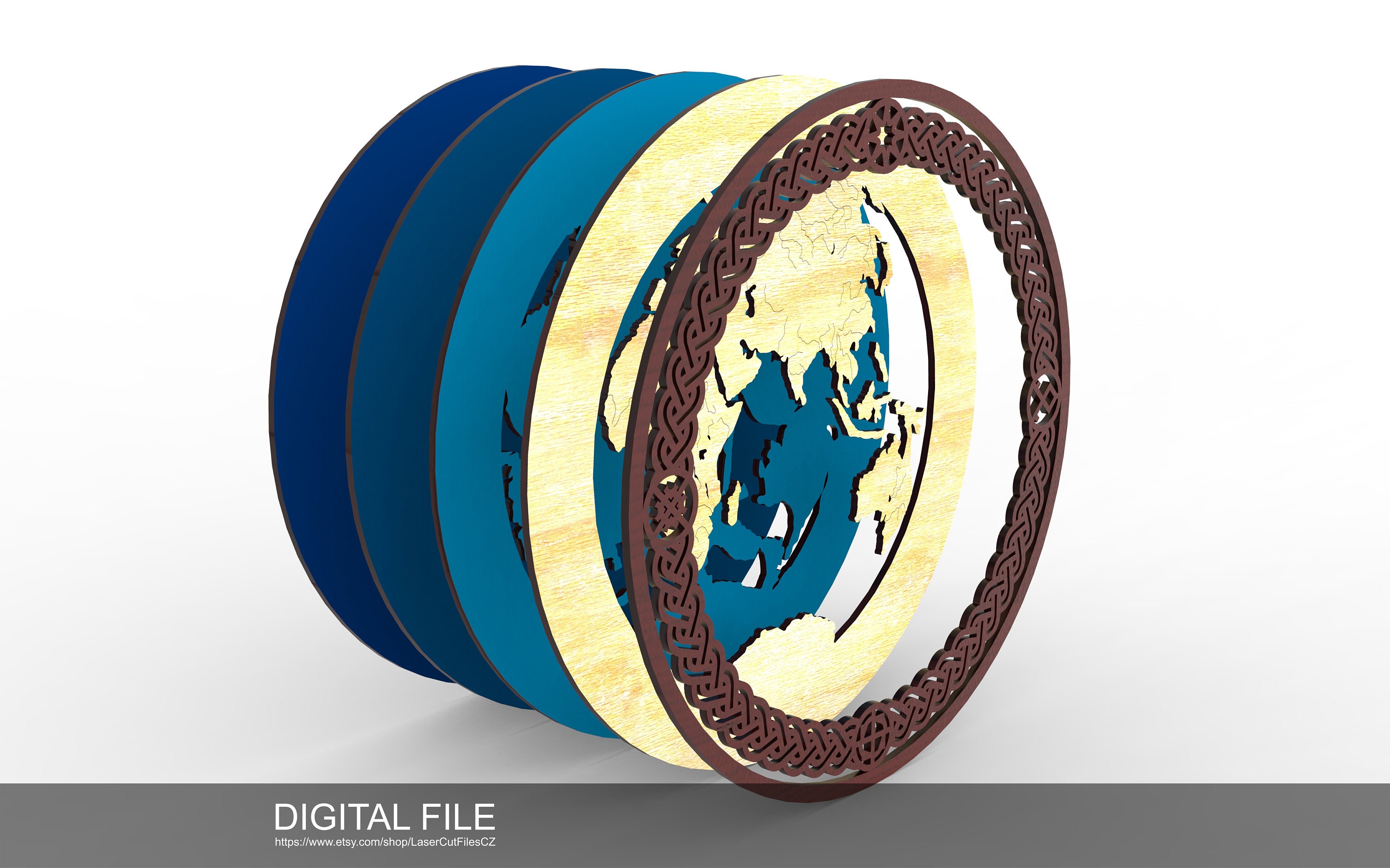 Map of the Eastern Hemisphere of the Earth. Laser Cut Files SVG, DXF ...