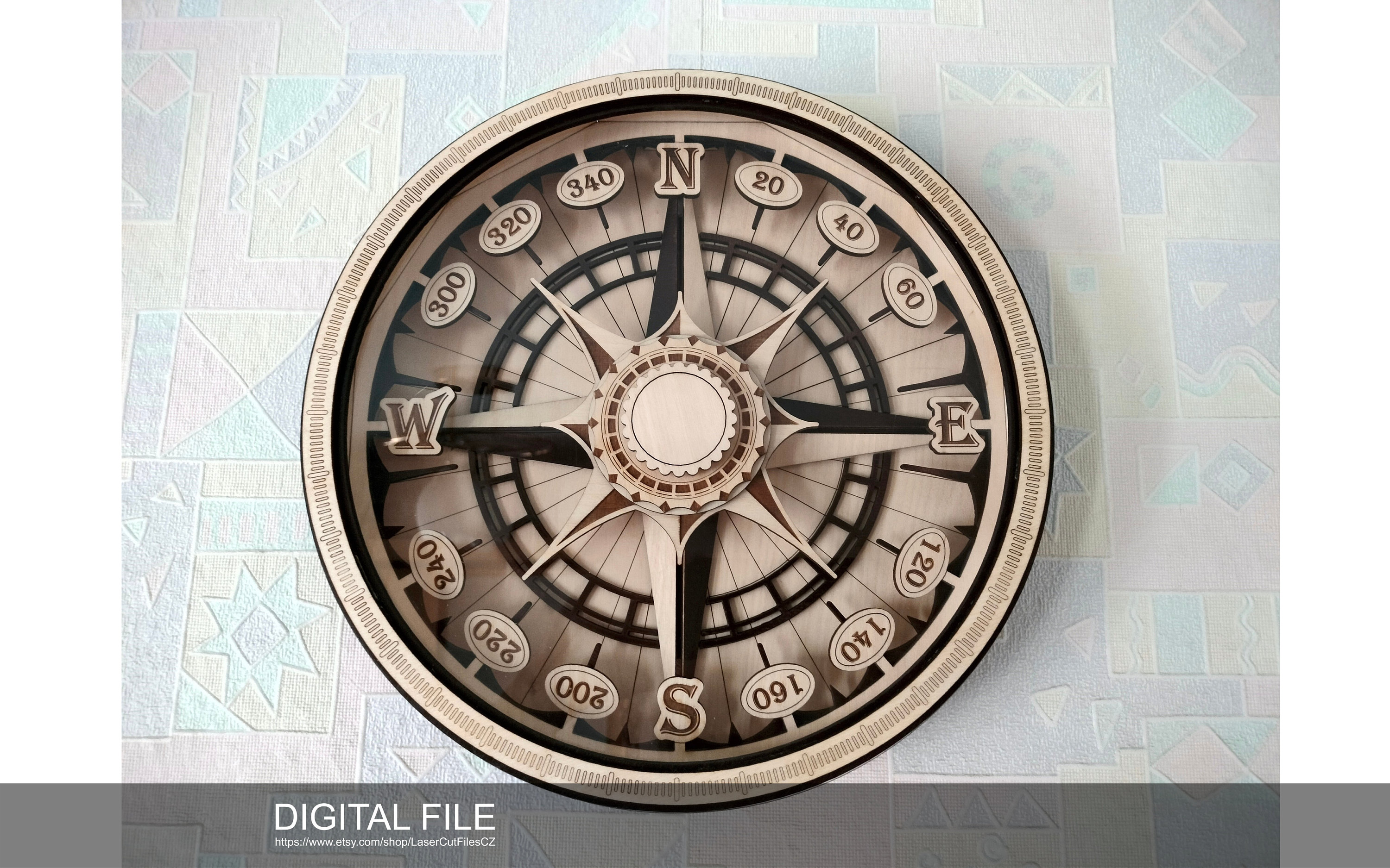 Multilayer Panel Wind Rose A0083. Laser Cut Files SVG, PDF, DXF Digital ...