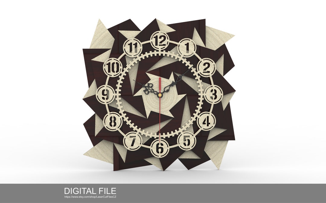 Multi-layer Wall Clock. Version W4. Laser Cut Files SVG, DXF, PDF ...