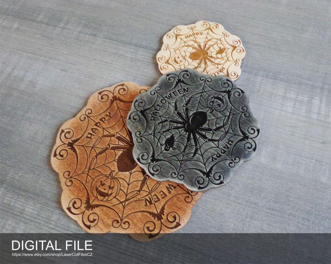 Halloween Coaster. Laser Cut Files SVG, PDF, CDR Digital Product - Etsy