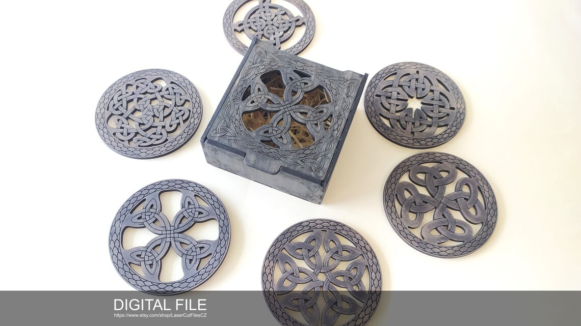 6 Celtic Coasters With Box. Laser Cut Files SVG PDF CDR - Etsy