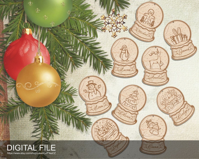 Christmas Snow Globe Ornaments. Laser Cut Files SVG PDF CDR - Etsy