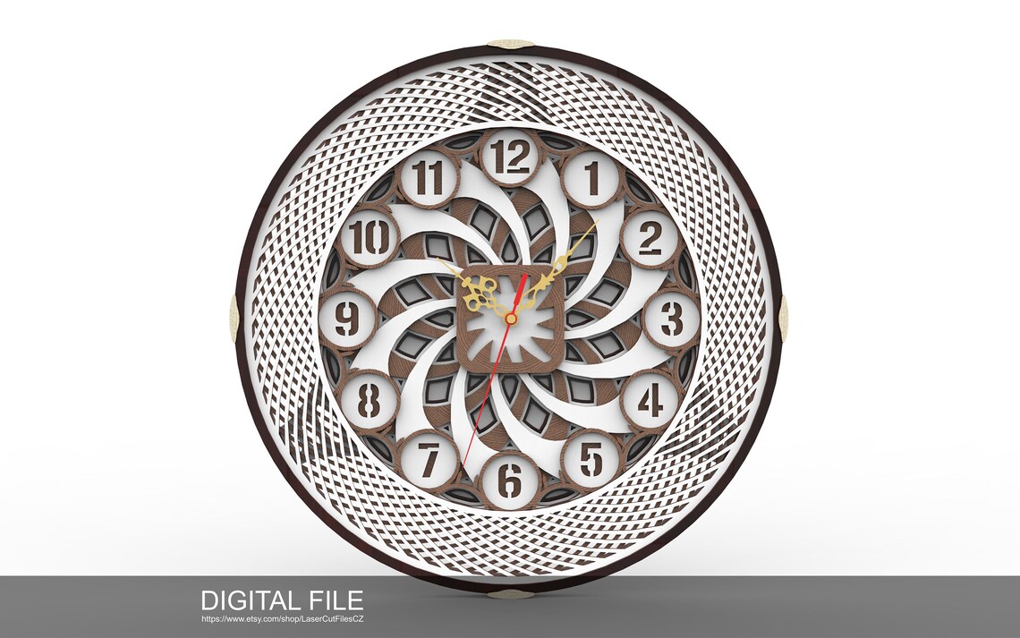 Multi-layer Wall Clock. Version W6. Laser Cut Files SVG, DXF, PDF ...