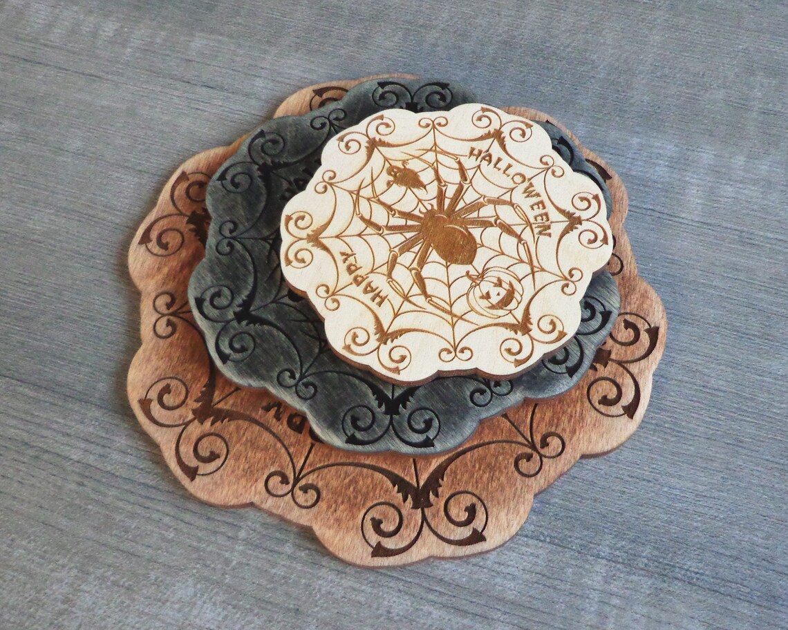 Halloween Coaster. Laser Cut Files SVG PDF CDR Digital - Etsy