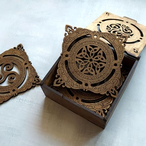 6 Celtic Coasters With Box 00135. Laser Cut Files SVG, PDF, DXF ...