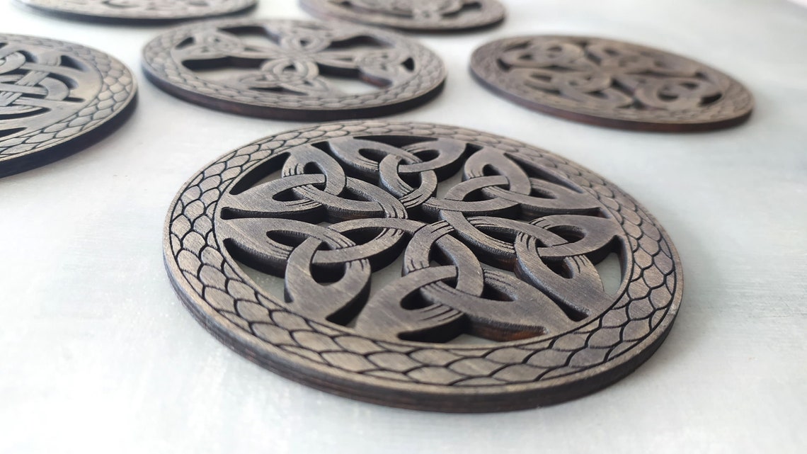 6 Celtic Coasters With Box. Laser Cut Files SVG PDF CDR - Etsy