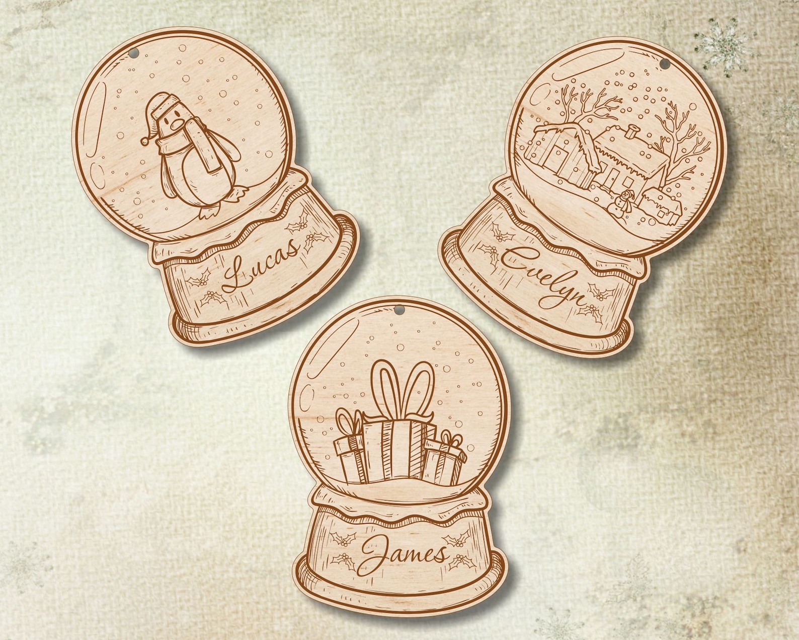 Christmas Snow Globe Ornaments. Laser Cut Files SVG PDF CDR - Etsy