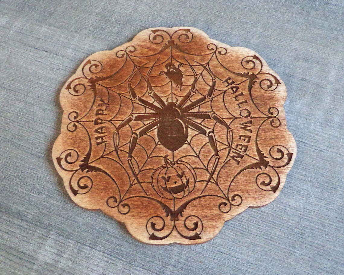 Halloween Coaster. Laser Cut Files SVG PDF CDR Digital - Etsy