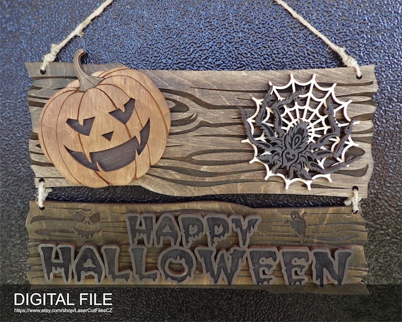 Halloween Sign. Laser Cut Files SVG PDF CDR Digital Product - Etsy