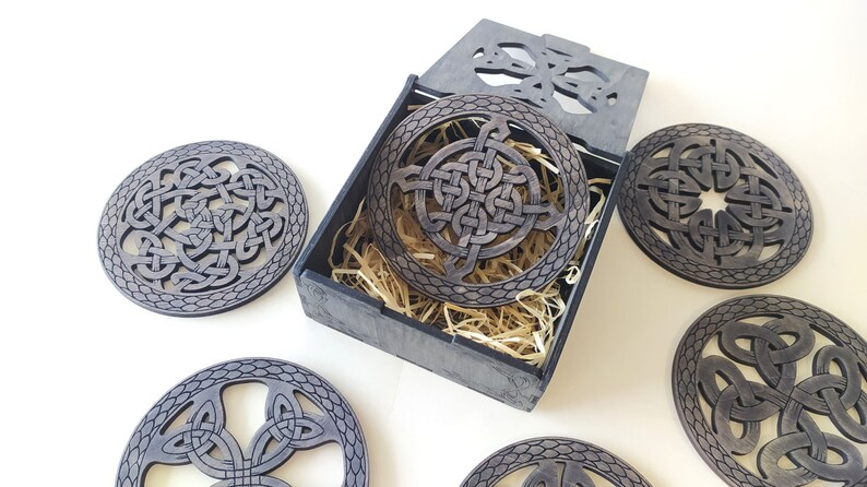 6 Celtic Coasters With Box. Laser Cut Files SVG, PDF, CDR Digital ...