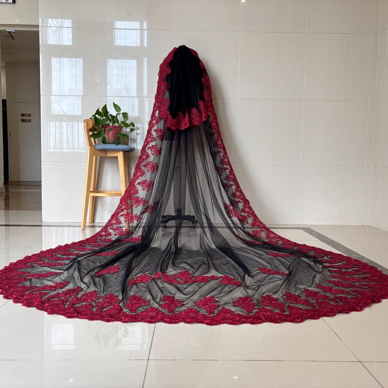 Red Veil - Etsy