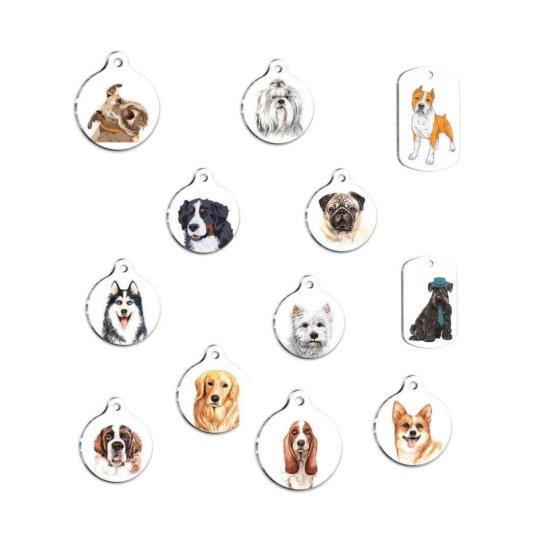 Portrait Cartoon Dog Tags Personalized Pet Id Tag Custom Pet Tag ID Tag ...