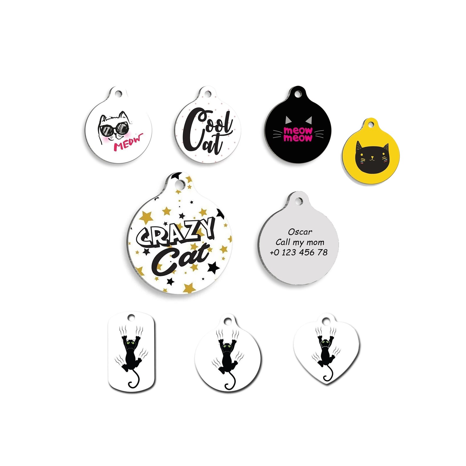 Personalized Name Tags for Cats, Custom Engraved and Personalized Id ...