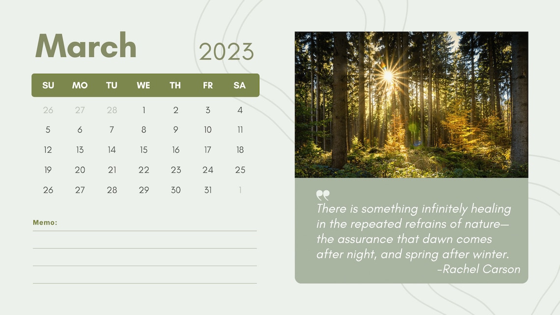 2023 Inspirational Quote Monthly Calendar Inspiring Quotes - Etsy