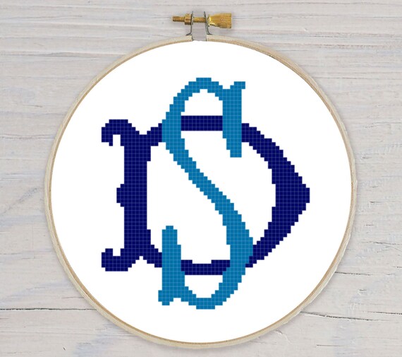 Custom 2 Letter Overlapping Monogram Cross Stitch Pattern - Etsy