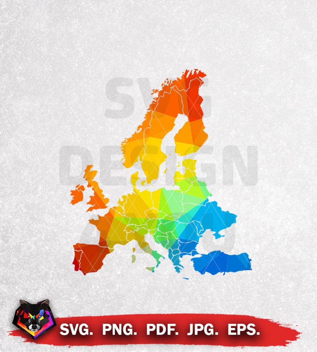 Map of Europe With Colored Pattern, Design, Svg, Eps, Pdf, Png, Jpg ...