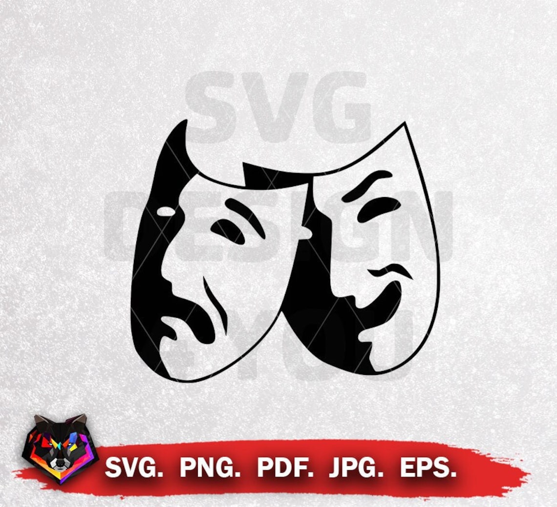 Comedy, Tragedy, Mask, Svg, Eps, Pdf, Png, Jpg, Digital Cricut File ...