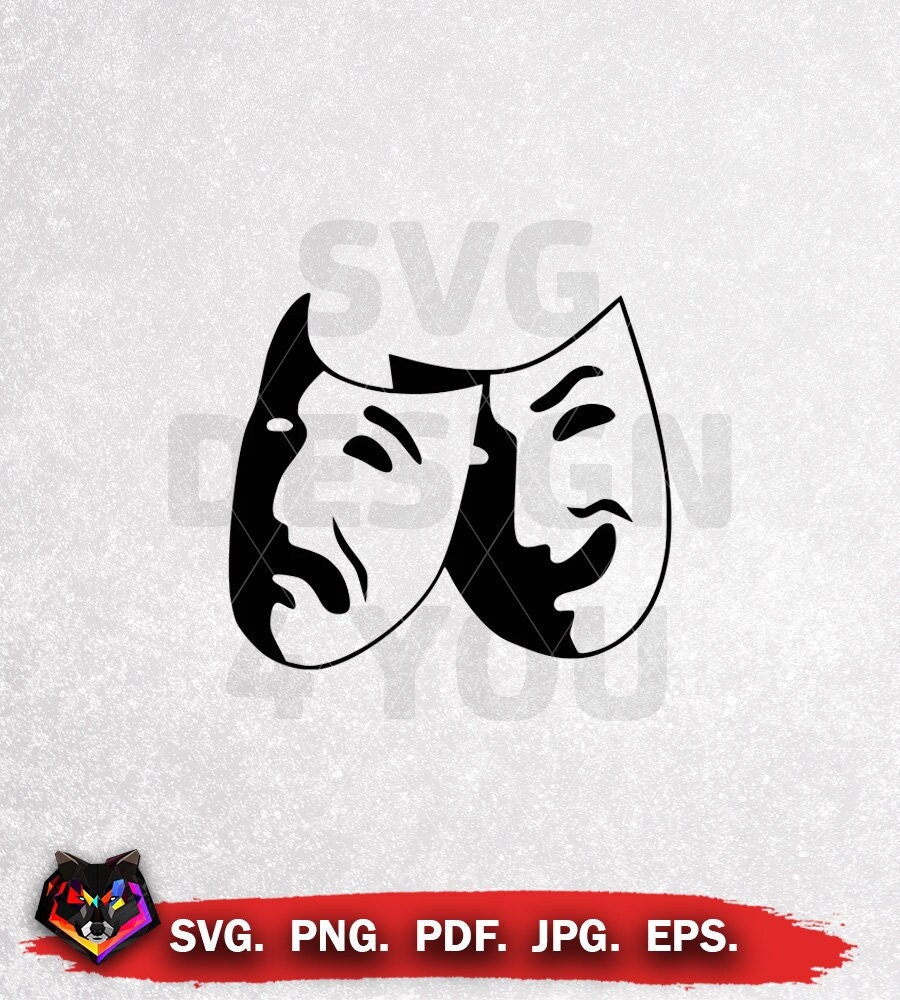 Comedy Tragedy Mask Svg Eps Pdf Png Jpg Digital Cricut - Etsy
