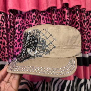 Tan Y2K Mcbling Early 2000s Cadet Hat | Trashy Y2K Aesthetic | 2000s ...