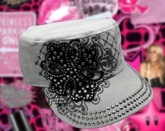 Mcbling Y2K Cadet Hat Trashy Y2K Aesthetic 2000s Rhinestone Denim Hat ...