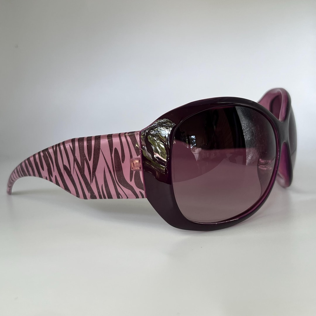 Y2K Fuschia Zebra Print Sunglasses | Early 2000s Mcbling | Vintage ...