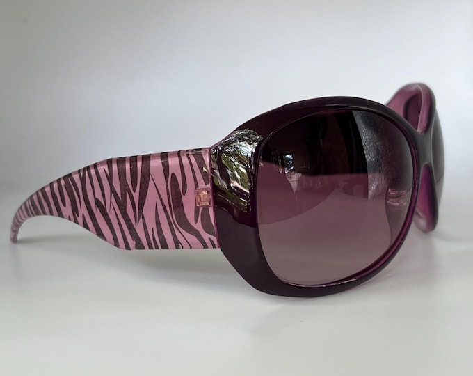Y2K Fuschia Zebra Print Sunglasses | Early 2000s Mcbling | Vintage ...