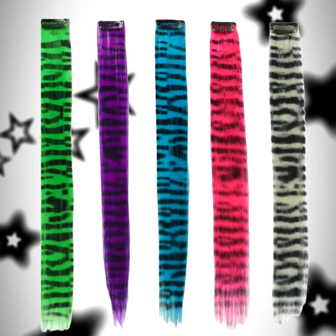 Y2K Tiger Print Clip in Highlights Hair Care Early 2000s Emo Scene ...