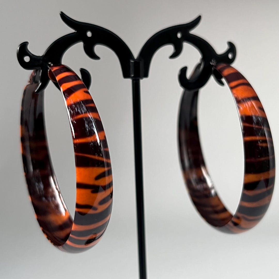 Y2K Burnt Orange Zebra Print Mini Hoop Earrings | Mcbling | Trashyy2k ...