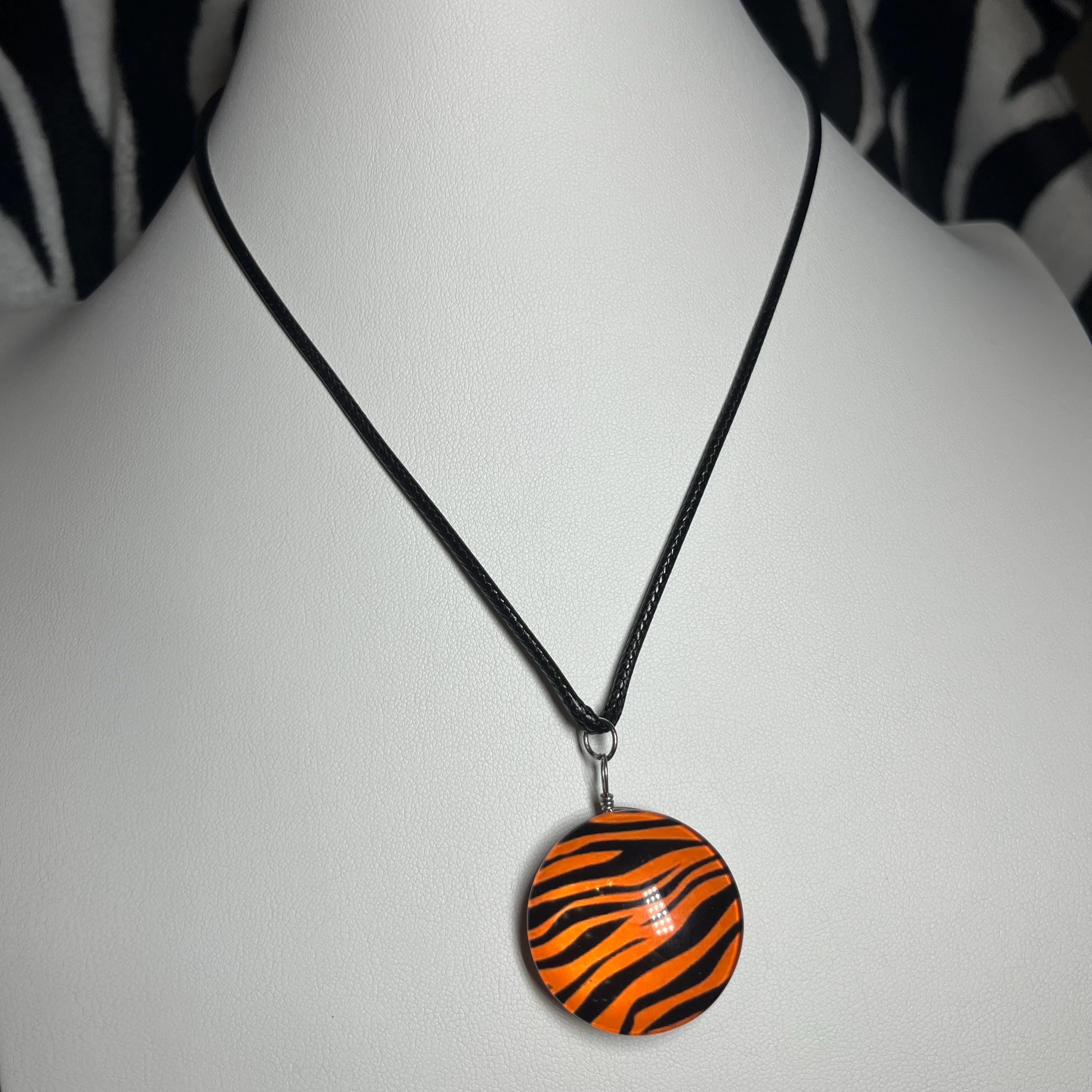 Y2K Zebra Print Glass Necklace | Emo | Cyber Y2K | Early 2000s | Trashy ...