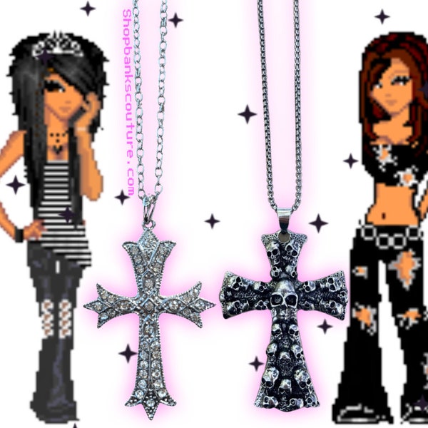 Y2k Gothic Cross Necklace - Etsy