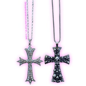 Y2k Punk Cross Necklace Blingy Cross Skull Cross Early 2000s Emo Goth ...