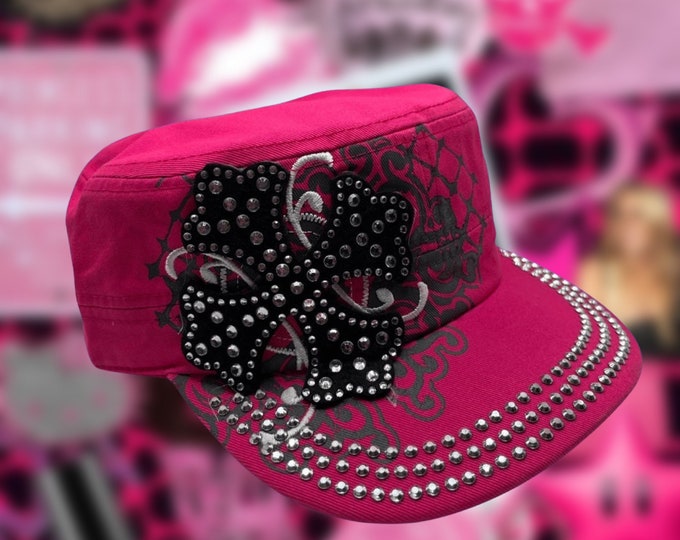 Mcbling Y2K Cadet Hat | Trashy Y2K Aesthetic | 2000s Rhinestone Denim ...