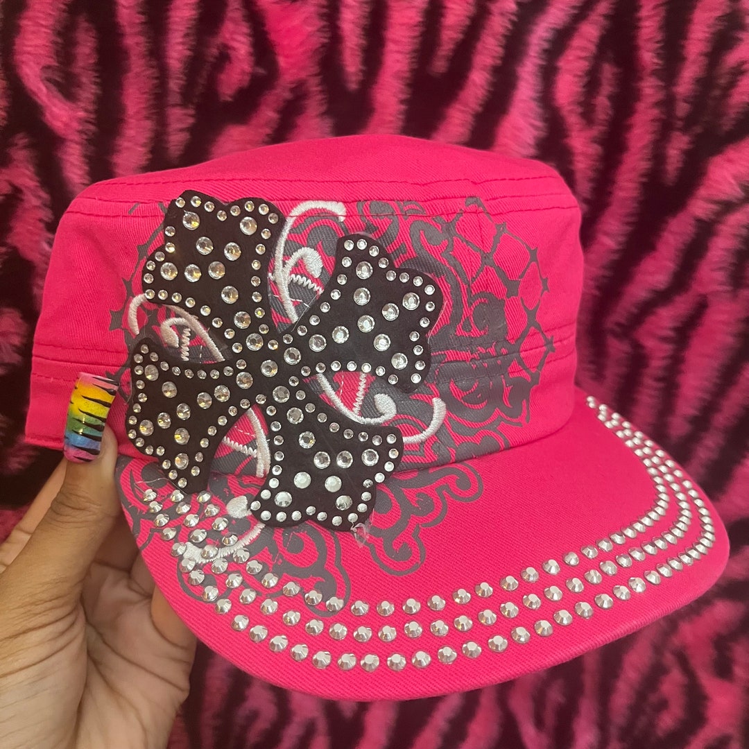 Mcbling Y2K Cadet Hat Trashy Y2K Aesthetic 2000s Rhinestone Denim Hat ...