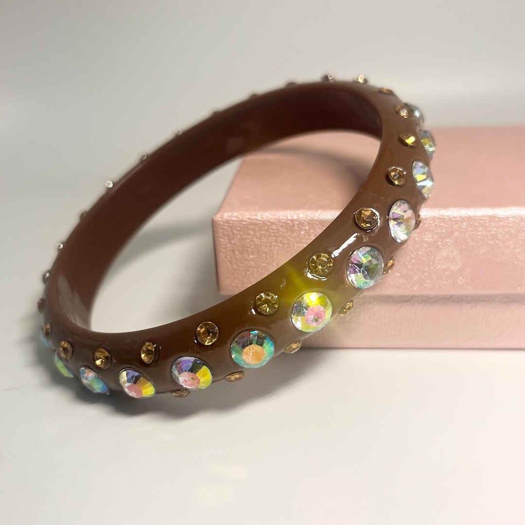 Y2K Brown Rhinestone Bangle Bracelets | Nostalgic | Early 2000s ...