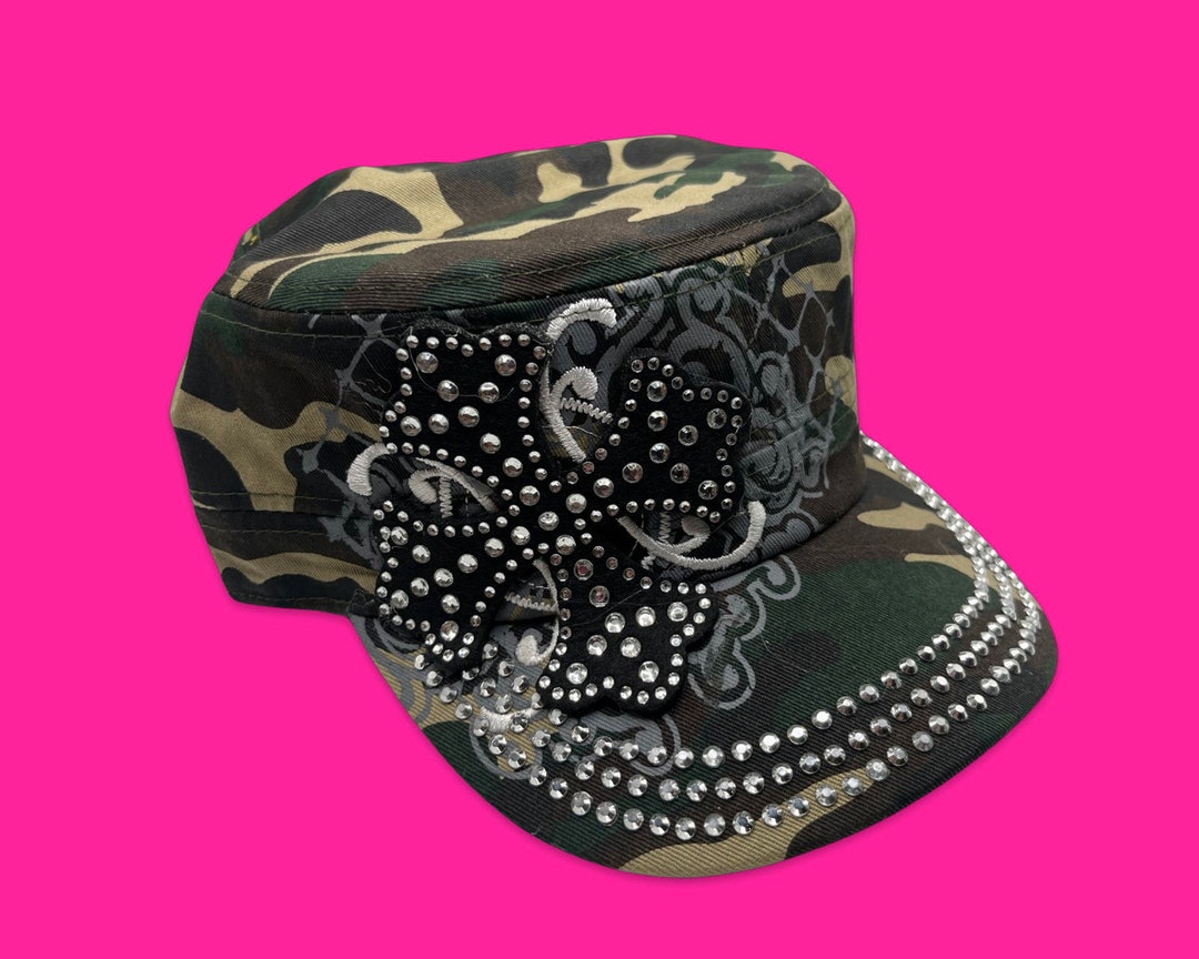 Mcbling Y2K Cadet Hat | Trashy Y2K Aesthetic | 2000s Rhinestone Denim ...