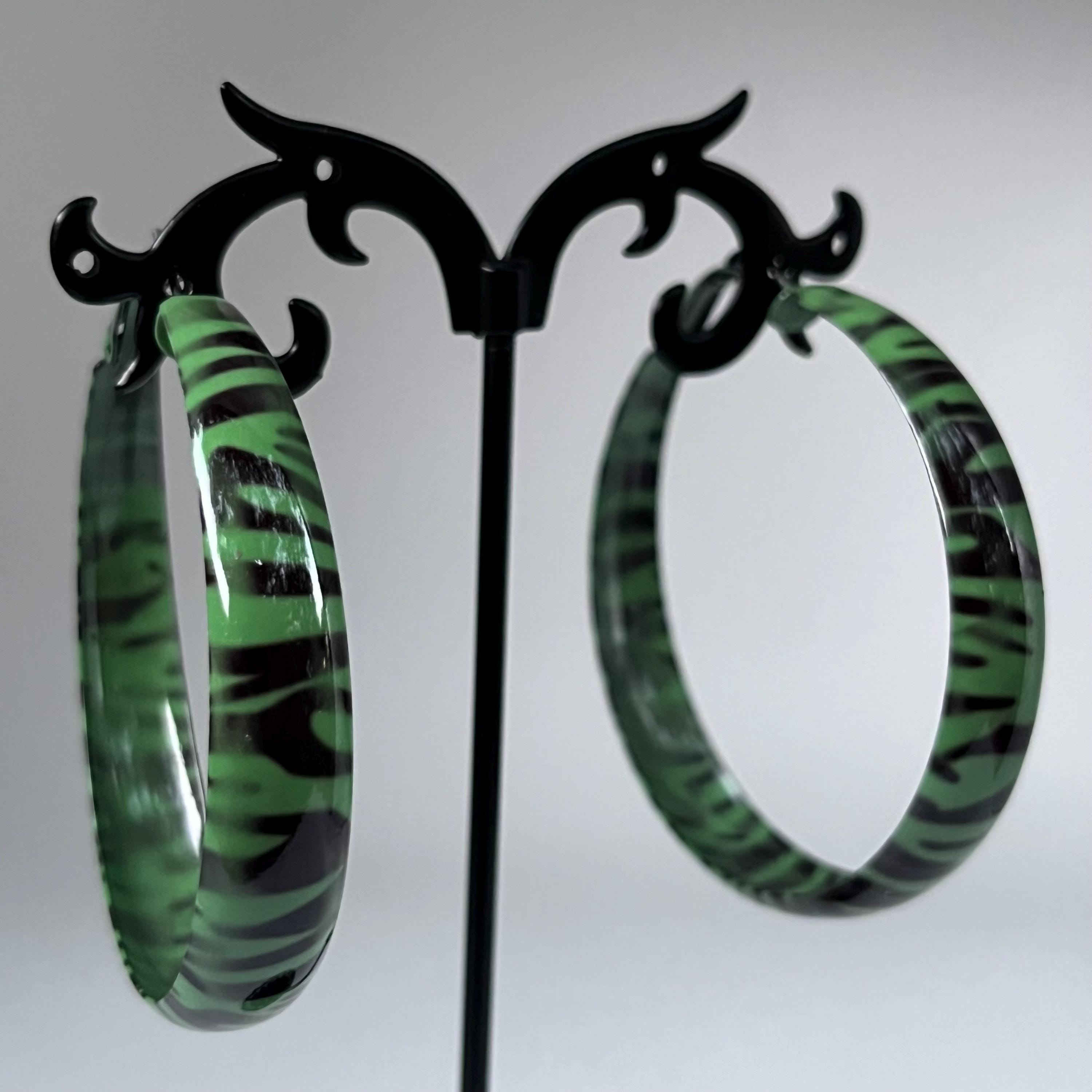 Y2K Green Zebra Print Mini Hoop Earrings | Mcbling | Trashyy2k | 2000s ...