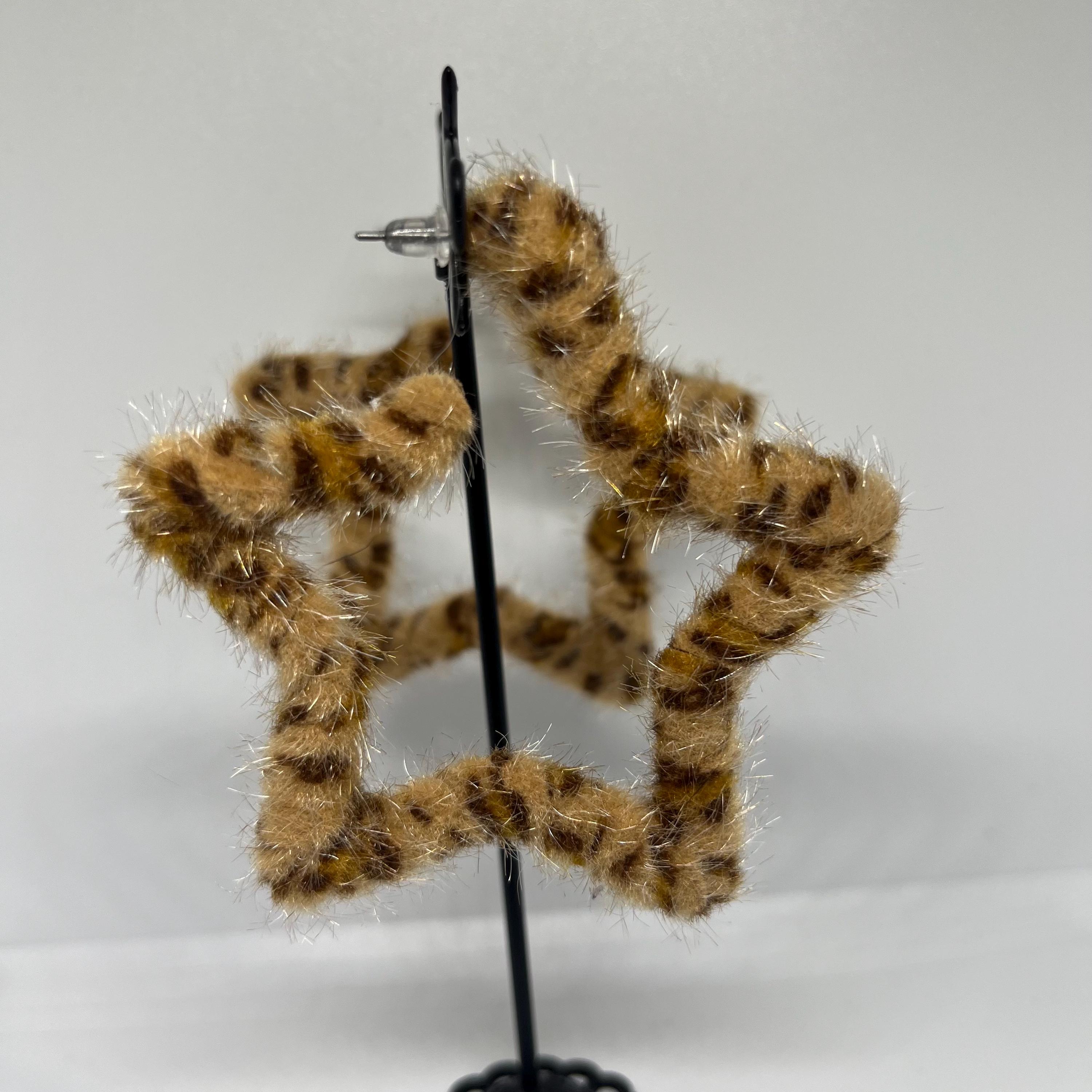 Y2K Fuzzy Star Leopard Print Hoop Earrings | Mcbling | Trashyy2k ...
