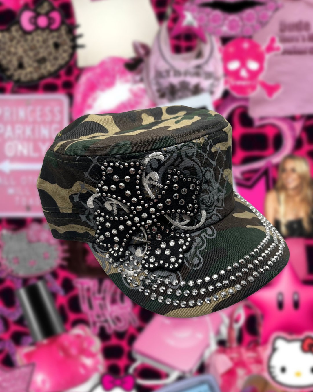 Mcbling Y2K Cadet Hat Trashy Y2K Aesthetic 2000s Rhinestone Denim Hat ...