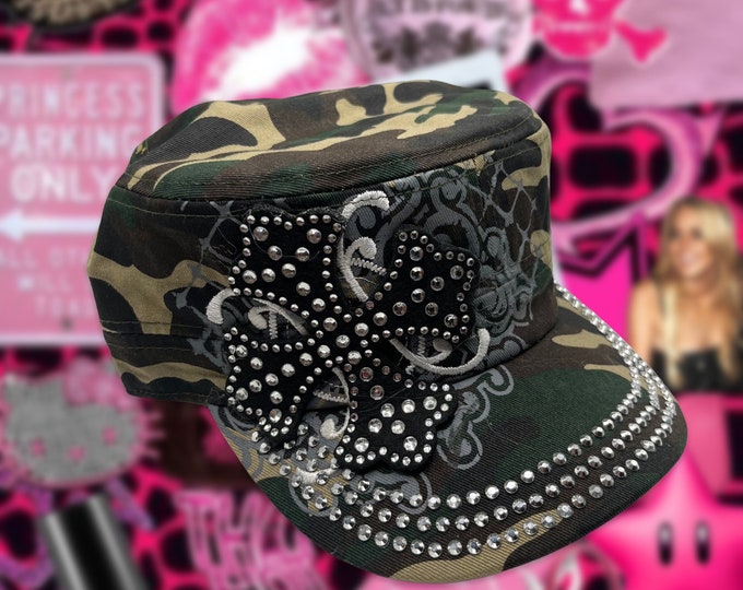 Mcbling Y2K Cadet Hat | Trashy Y2K Aesthetic | 2000s Rhinestone Denim ...