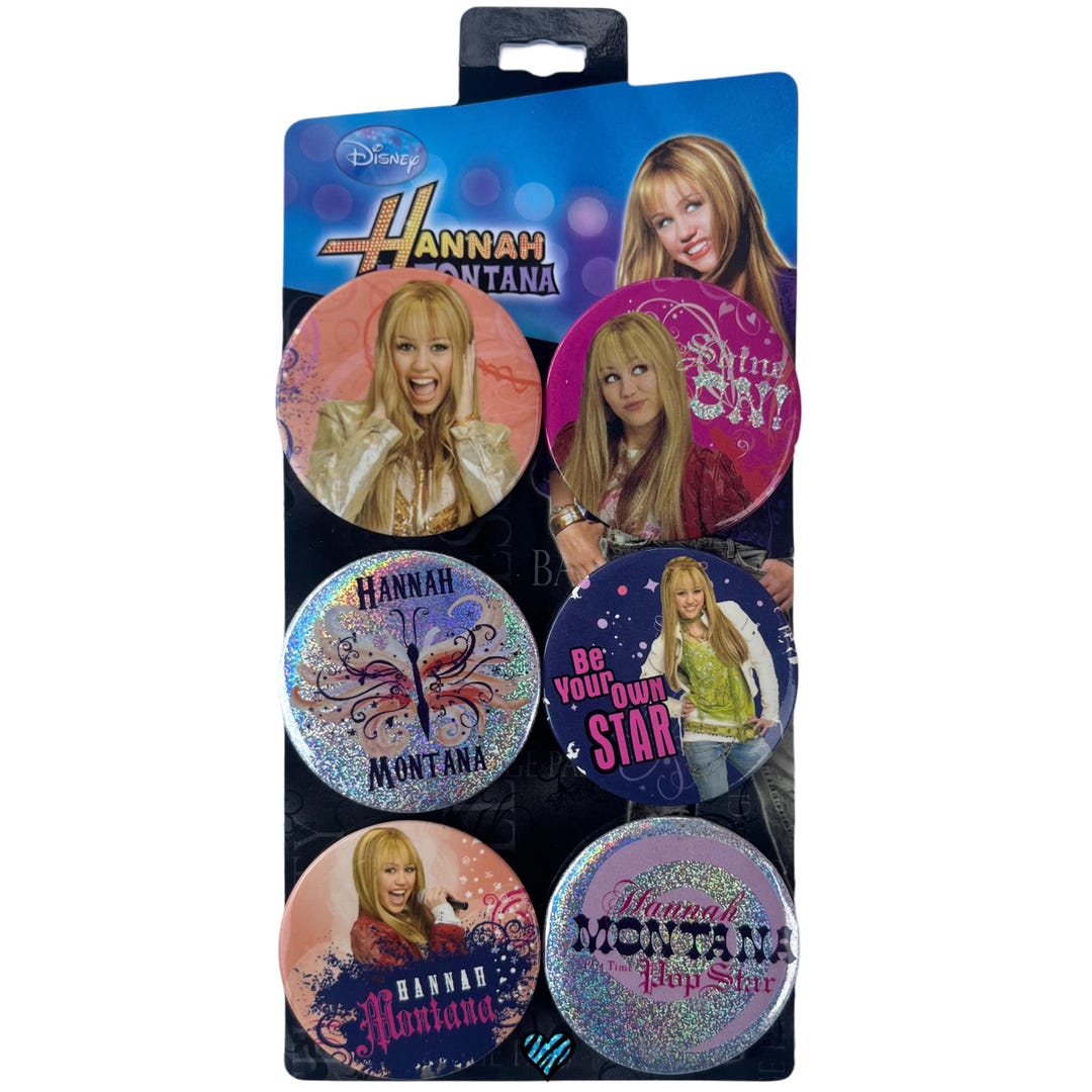 Y2K Deadstock Hannah Montana Button Pins Sets | Nostalgic | Early 2000s ...