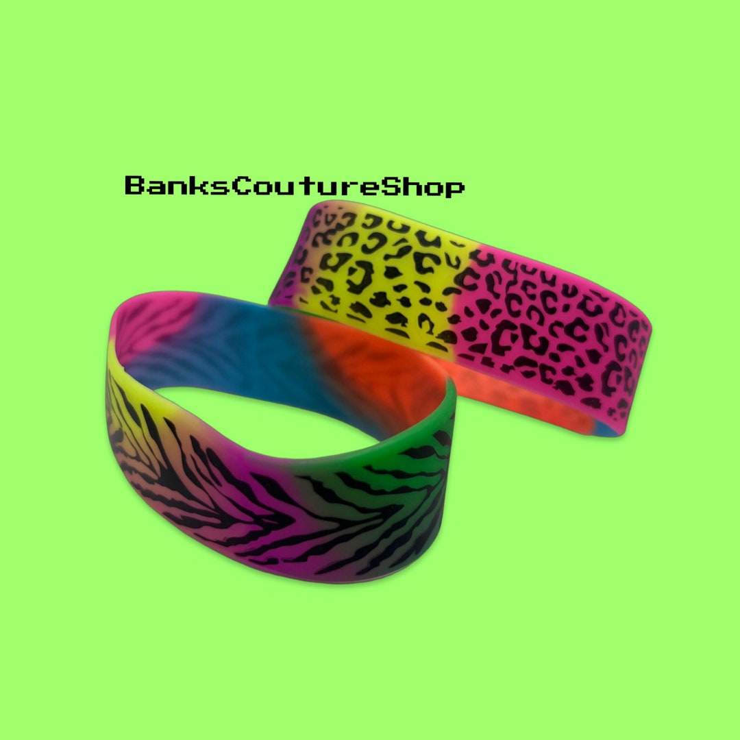 Y2K Emo Scene Rubber Bracelets Rainbow Animal Print Zebra Leopard 2000s ...
