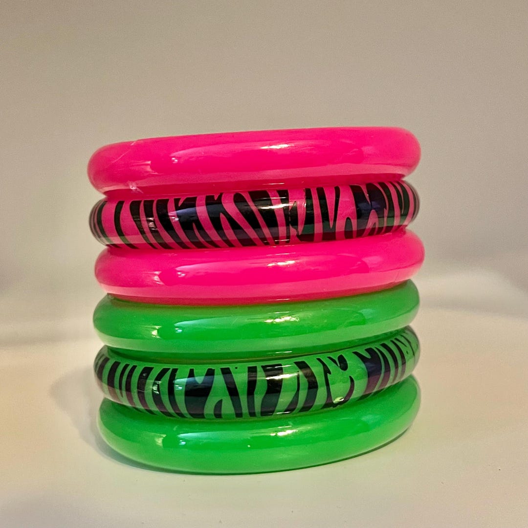 Y2K 80s Neon Zebra Print Bangle Bracelets | Nostalgic | Early 2000s ...