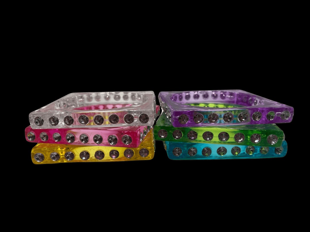 Y2K Square Rhinestone Bangle Bracelets Nostalgic Early 2000s Throwback Mcbling Trashyy2k 2000s ...