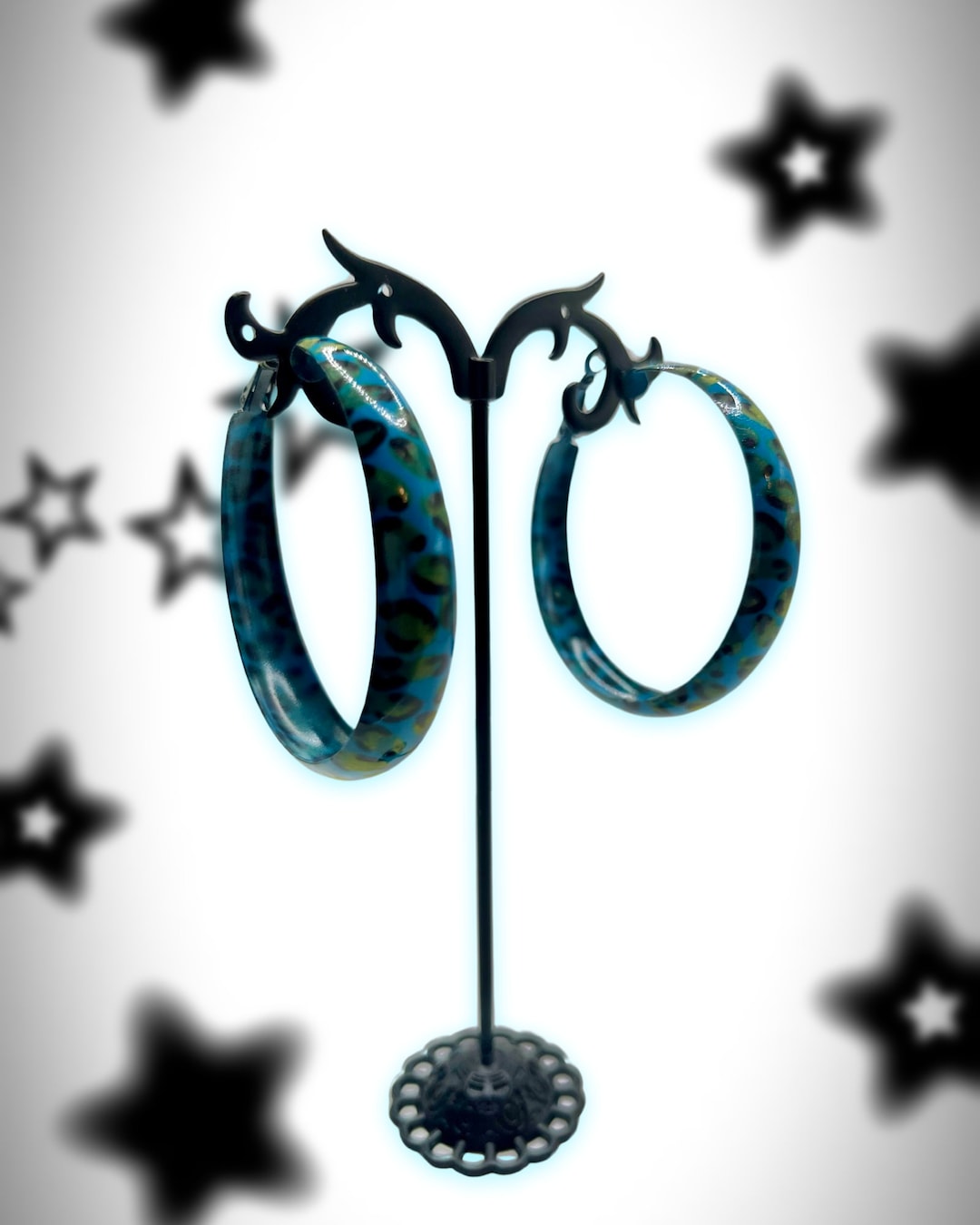 Y2K Blue Leopard Print Mini Hoop Earrings Mcbling Trashyy2k 2000s ...