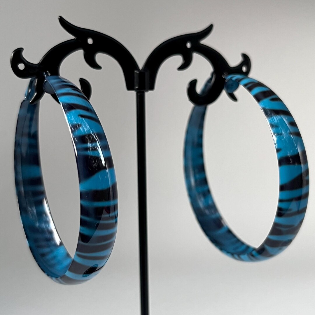 Y2K Blue Zebra Print Mini Hoop Earrings | Mcbling | Trashyy2k | 2000s ...