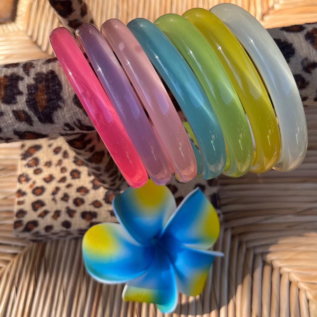 2000s Clear Acrylic Jelly Bangle Bracelets | Early 2000s | Vintage ...