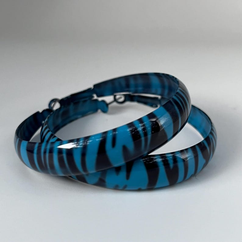 Y2K Blue Zebra Print Mini Hoop Earrings | Mcbling | Trashyy2k | 2000s ...