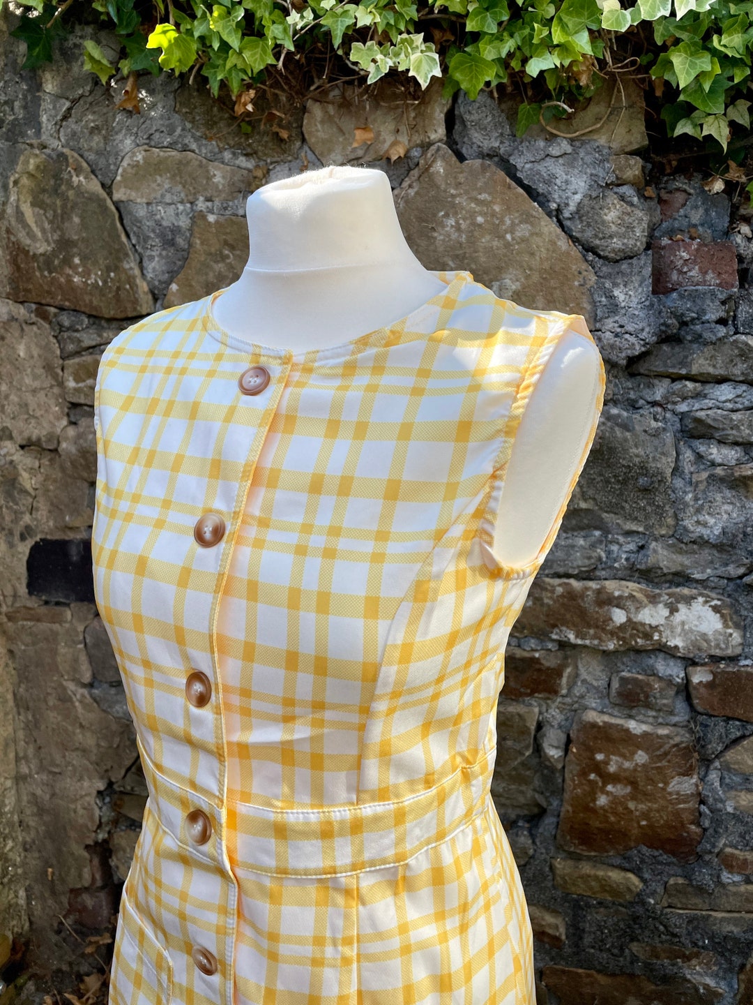 50s Yellow Checked Dress - Etsy
