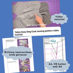 Easy Dog Coat PDF Sewing Pattern Multiple Sizes 20-65cm/8-26inches With ...